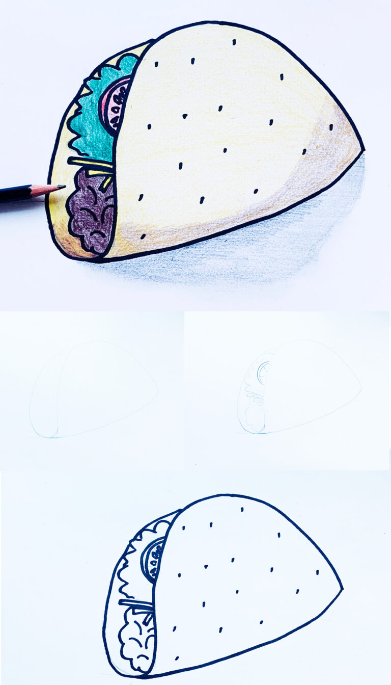How To Draw A Taco - basicdraw.com
